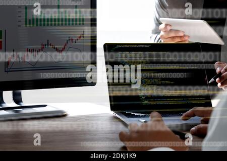 Desktop source code and technology background, Developer or programer ...