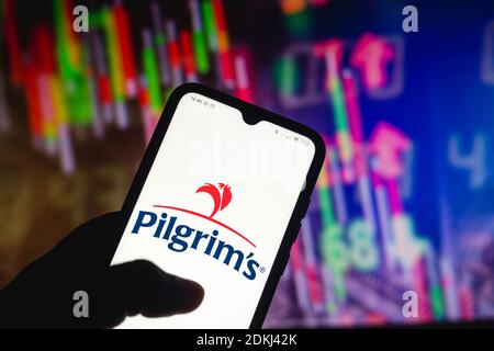 In this photo illustration, the Pilgrim's Pride Corporation logo is ...