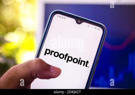 In this photo illustration, a Proofpoint logo is seen displayed on a ...