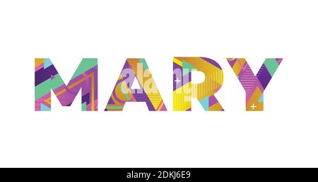 The name Mary concept and theme written in black ink on a colorful ...