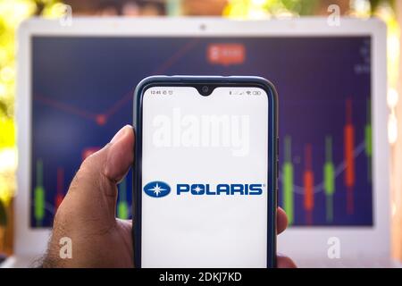 In this photo illustration the Polaris Industries logo seen displayed ...