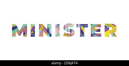 The word BISHOP concept written in colorful retro shapes and colors ...