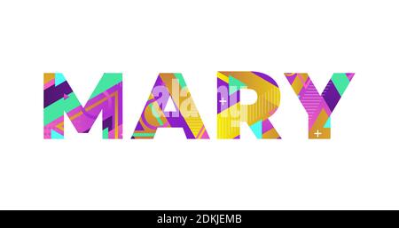 The name Mary concept and theme written in black ink on a colorful ...
