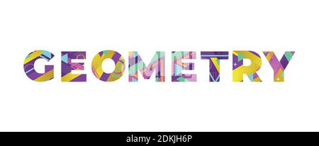 The word Geometry concept and theme written in black ink on a colorful ...