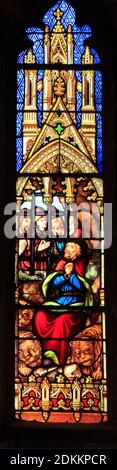 Stained glass : Daniel in the Lions' den Stock Photo - Alamy