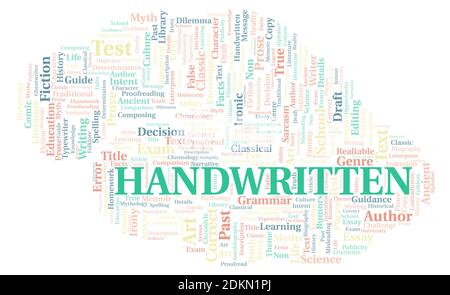 Handwritten typography word cloud create with text only Stock Photo - Alamy