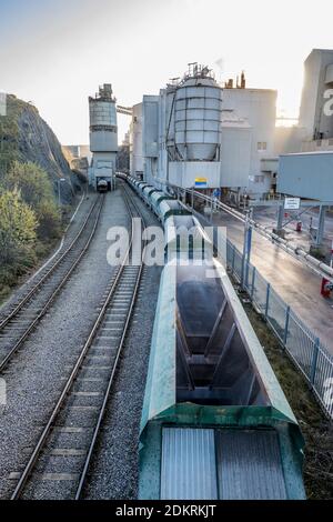 Tunstead Quarry near Buxton, Derbyshire is a large limestone quarry ...