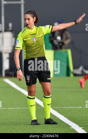 Referee Maria Sole Ferrieri Caputi shows a yellow card to Switzerland's ...