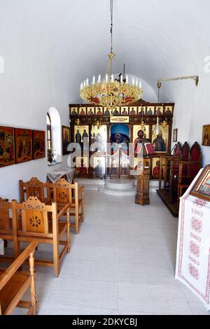 Greece, inside the tiny chapel in ancient Minoan site of Aptera on ...