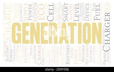 Generation typography word cloud create with text only Stock Photo - Alamy