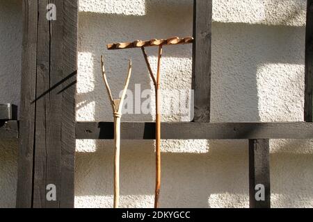 Traditional handmade pitchfork and rake in Romania Stock Photo - Alamy