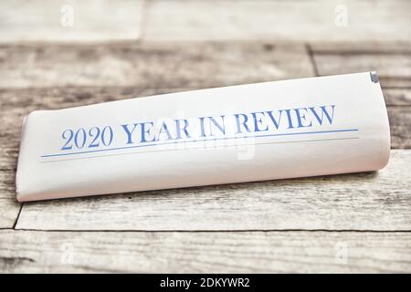 2020 Year in Review on a folded newspaper as the front page Stock Photo ...