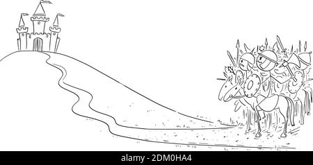 Sword and shield stickman vector illustration. Hand drawn protection ...