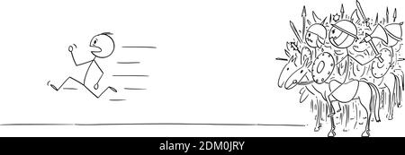 Sword and shield stickman vector illustration. Hand drawn protection ...