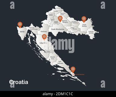 Croatia map in dark color, oval map with neighboring countries. Vector ...