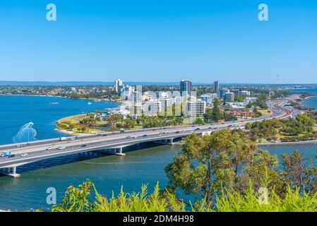 PERTH, Australia. The Narrows bridge leading to South Perth seen from ...