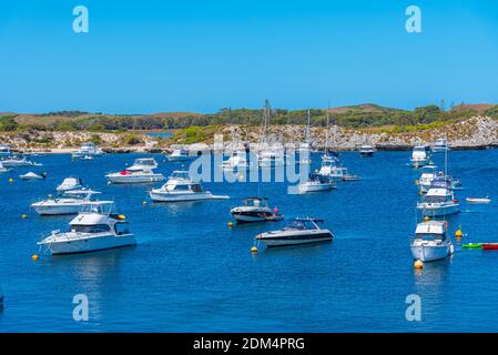 Boats mooring at Geordie bay at Rottnest island in Australia Stock ...