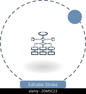 Abstract flowchart diagram. Black outline structure. Hierarchical ...