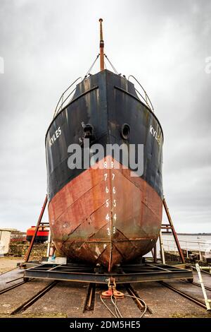 metal hull of the MV Kyle, a Clyde coaster cargo ship built in 1872 and ...
