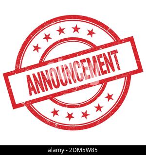 ANNOUNCEMENT text written on red grungy lines stamp sign Stock Photo ...