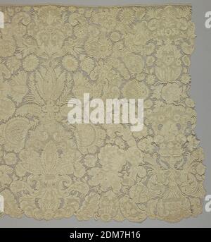 Flounce, Medium: linen Technique: needle lace, Scalloped flounce with ...