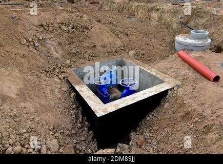 Valve pit for underground piping networks on construction site ...