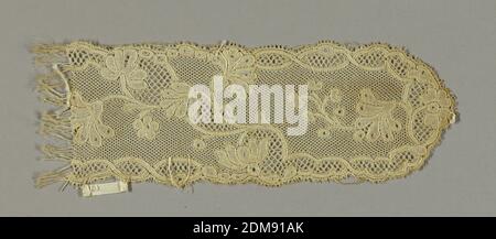 Sample end of lappet, Medium: linen Technique: bobbin lace, Mechlin ...
