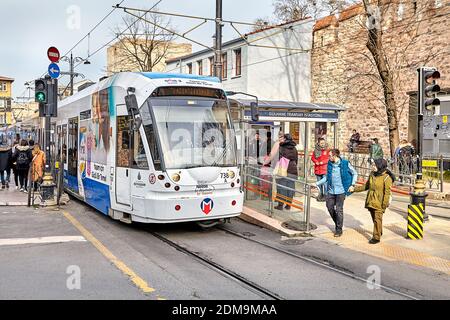 Tram passenger entrance in Istanbul, Turkey Stock Photo - Alamy