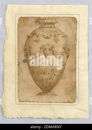 Drawing, Vase with Bucraneum; Italy; pencil, pen and ink, brush and ...