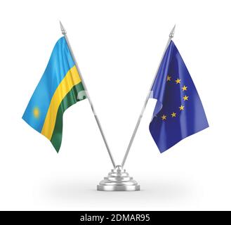 European Union and Rwanda flags. 3D Waving flag design. European Union ...