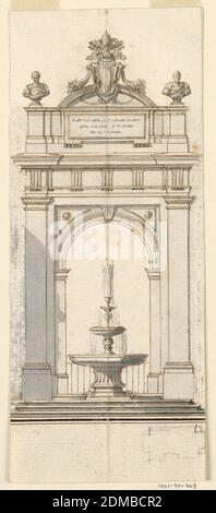 Drawing, Design for a Fountain with the Coat-of-Arms of Pope Gregory ...