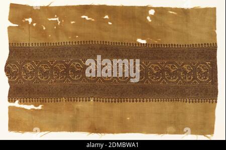Textile. Wide band showing lions in octangonal medallions with border ...