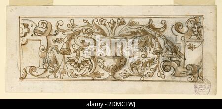 Drawing, Design for a Frieze; Italy; charcoal, pen and ink, brush and ...