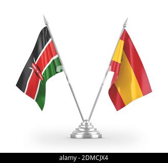 Kenya and Spain table flags isolated on white 3D rendering Stock Photo ...