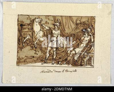 Alexander the Great taming the horse Bucephalus in the 4th century BC ...