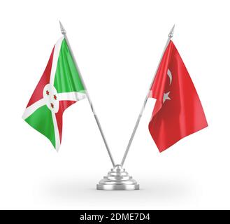 Burundi and Turkey table flags isolated on white 3D rendering Stock ...