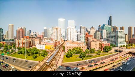 Aerial view of Kennedy Expressway, Chicago, USA Stock Photo - Alamy