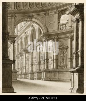 Drawing, Stage Design, Interior of Renaissance Portico, early 19th ...