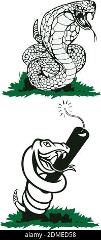 Vector isolated illustrations aggressive venomous snakes. Figure ...