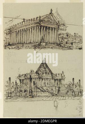 Drawing, Stage Design, Exterior of Temples, early 19th century Stock ...