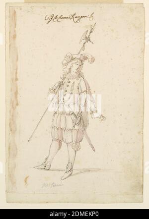 Costume Design A Halberdier for a Ballet. Vertical rectangle. Shown in ...
