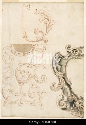 An Escutcheon. Vertical rectangle. A scrollwork escutcheon showing a ...