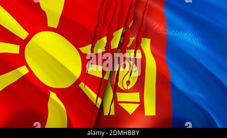 Waving flag of Mongolia and Macedonia Stock Photo - Alamy