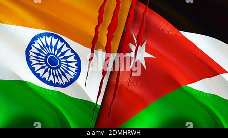 Jordan and India flags. 3D Waving flag design. India Jordan flag ...
