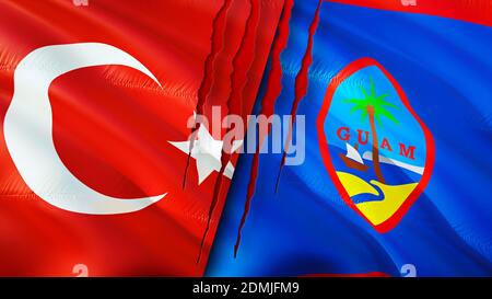 Turkey and Guam flags. 3D Waving flag design. Turkey Guam flag, picture ...