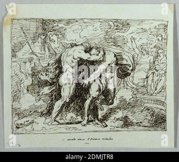 The Struggle between Hercules and the River God Achelous. Two men shown ...