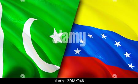 Venezuela and Pakistan flags. 3D Waving flag design. Venezuela Pakistan ...