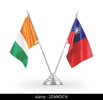 Taiwan and Cote d'Ivoire flags. 3D Waving flag design. Taiwan Cote d ...