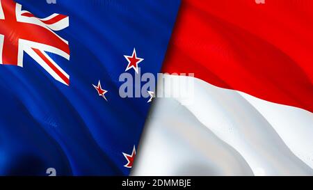 Waving flag of Monaco and New Zealand Stock Photo - Alamy