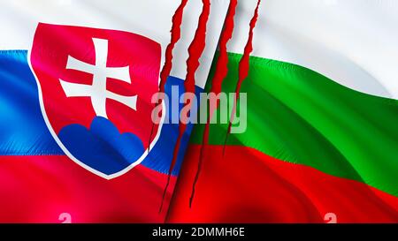 Slovakia and Bulgaria flags. 3D Waving flag design. Slovakia Bulgaria ...